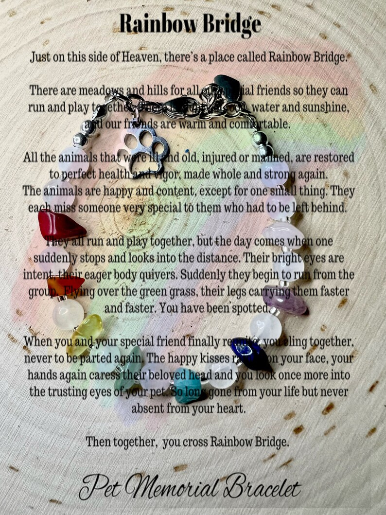 Rainbow Bridge Pet Memorial Bracelet - Etsy