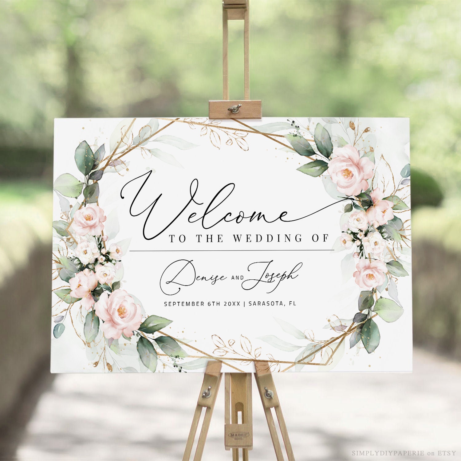 Geometric Welcome Sign Blush Wedding Sign Welcome Sign | Etsy
