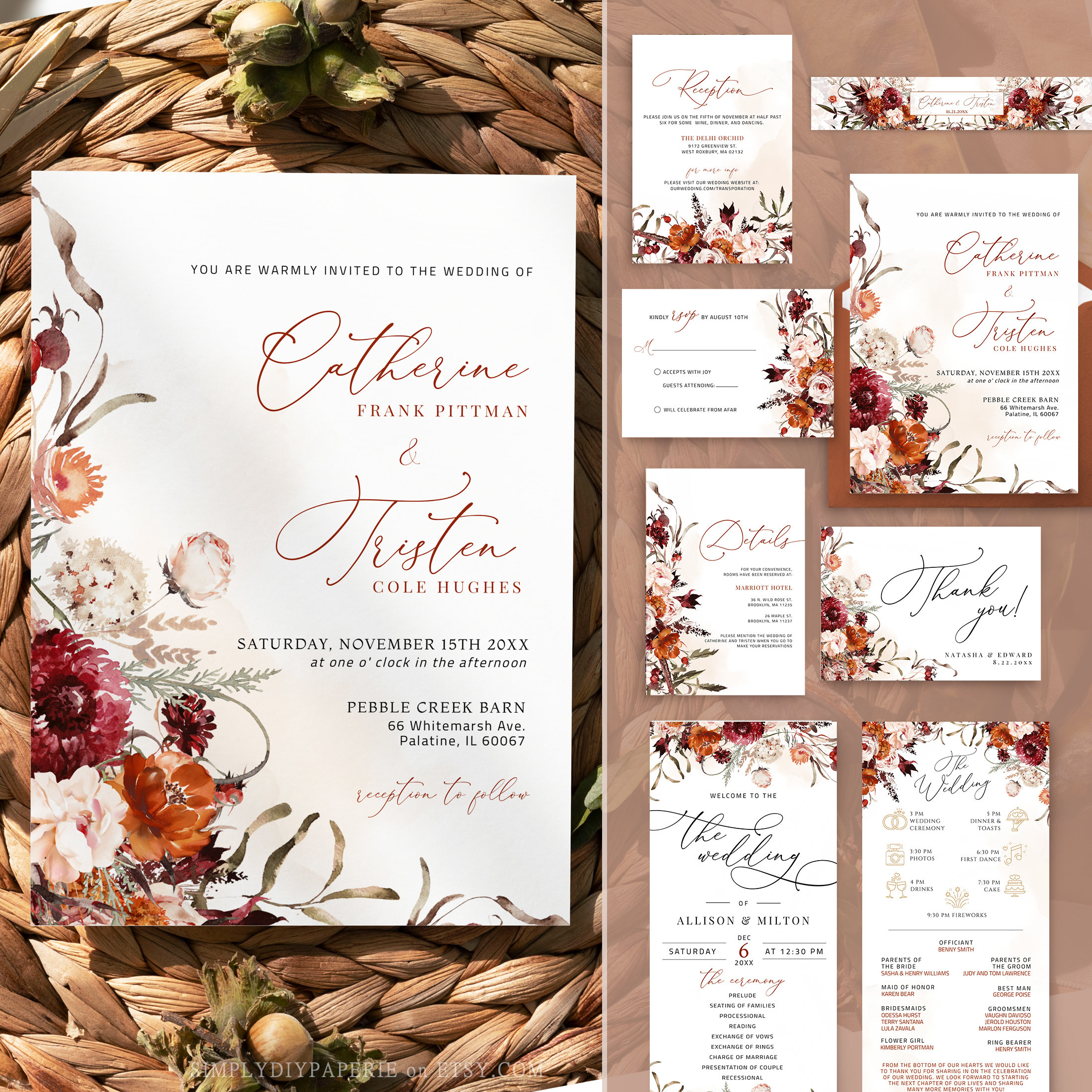 Rustic Fall Wedding Invitations