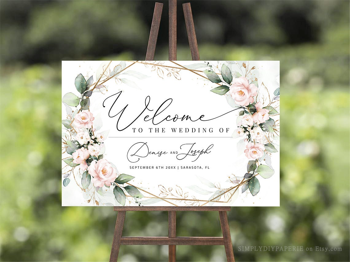 Geometric Welcome Sign Blush Wedding Sign Welcome Sign - Etsy
