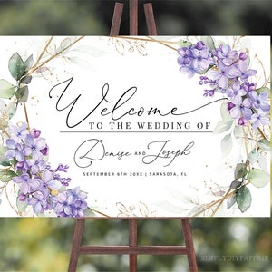 Lilac Wedding Welcome Sign Template Download Purple Wedding - Etsy