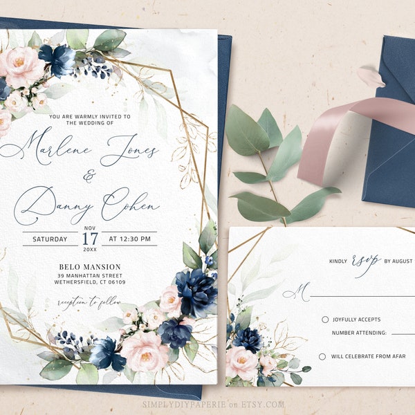 Navy Blush Gold - Etsy