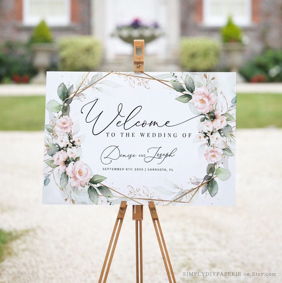 Geometric Welcome Sign Blush Wedding Sign Welcome Sign | Etsy