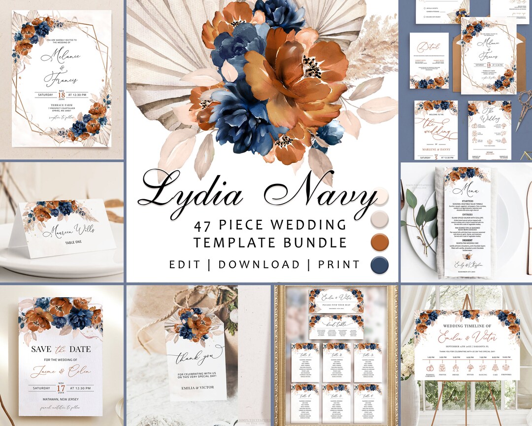 Rust orange wedding invitation suite Burnt Orange Invitation - Etsy France