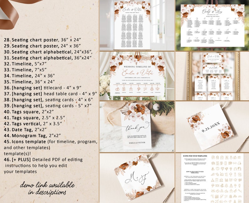 Rust Wedding Invitation Bundle Terracotta Wedding Template - Etsy