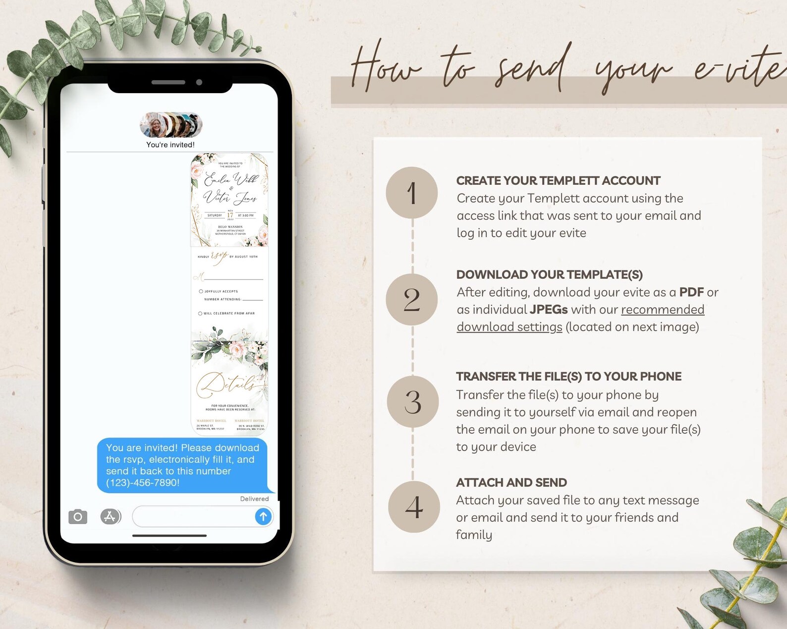 Electronic Wedding Invitation Template E Invite Wedding - Etsy