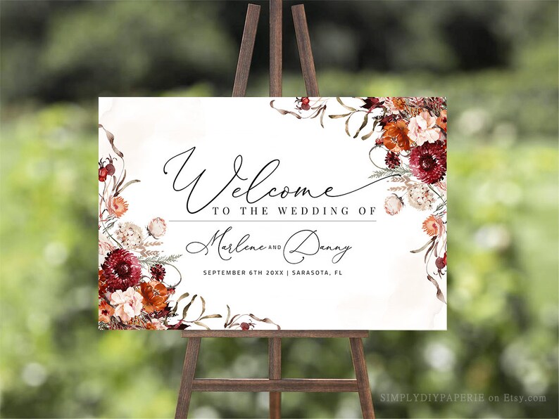 Fall Wedding Welcome Sign Autumn Welcome Sign Printable - Etsy