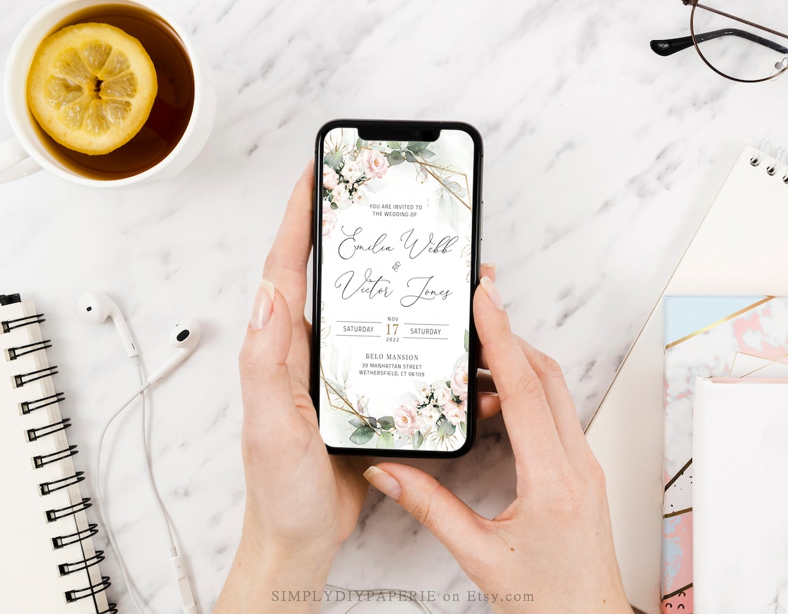 Electronic Wedding Invitation Template E Invite Wedding | Etsy