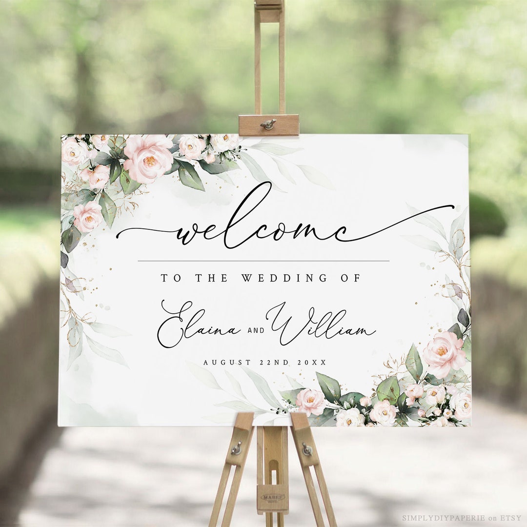 Wedding Welcome Sign Template Blush, Large Welcome Sign, Blush Welcome ...