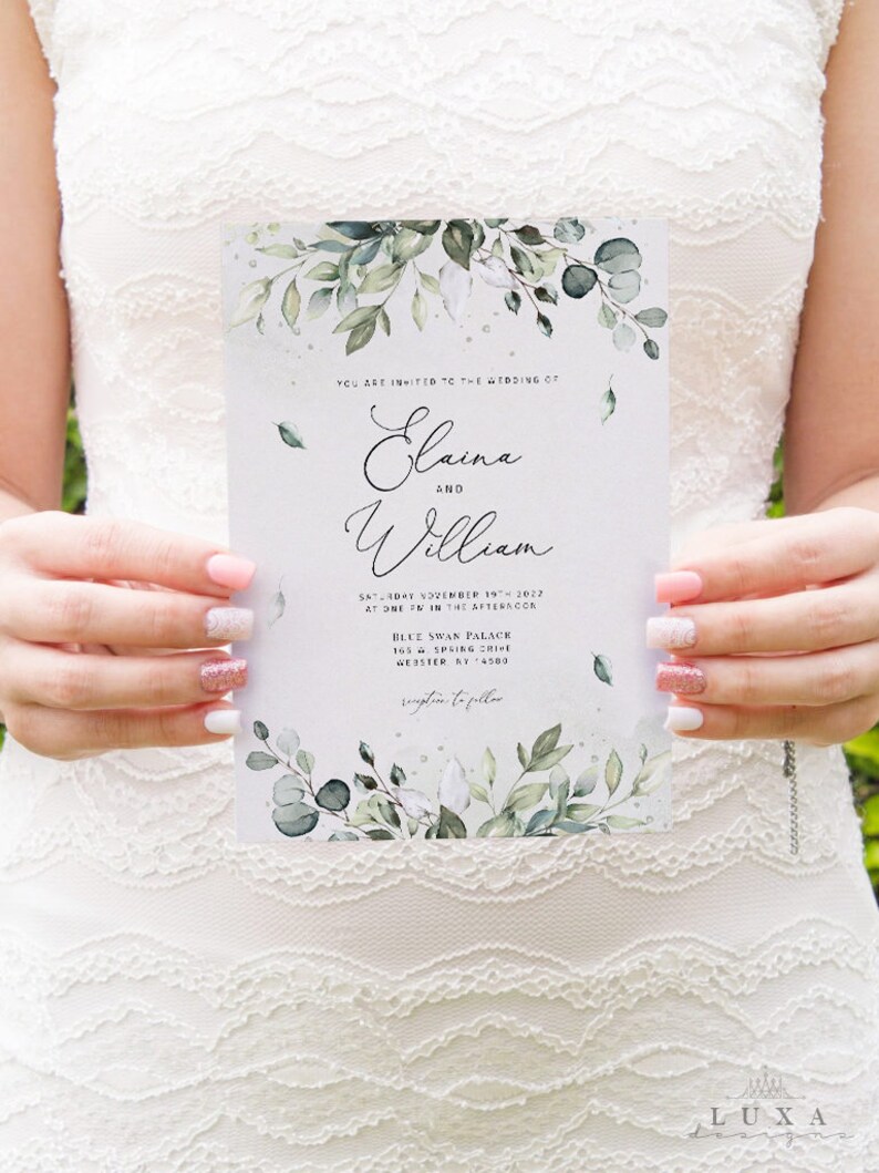 Greenery Wedding Invitation Set Eucalyptus Wedding | Etsy