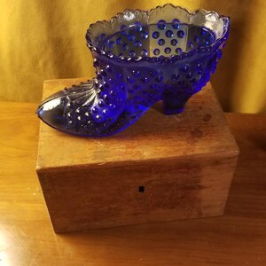 Vintage Fenton Cobalt Blue Hobnail Glass Boot With Lid - Etsy