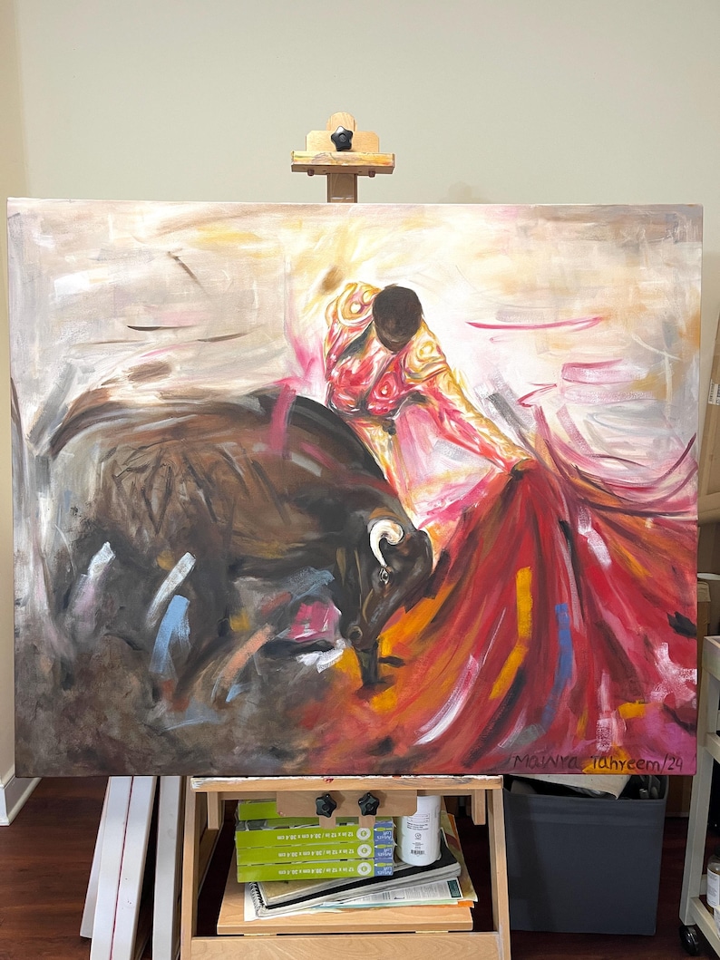 Spanish Matador Oil Painting Original Bull Fighter Art, Mexican Home ...