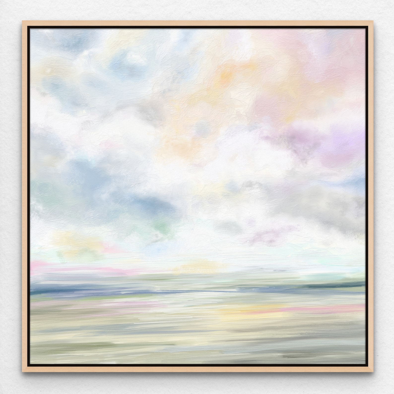 Rainbow Color Cloud Painting, Pastel Color Minimalistic Calm Wall Art ...