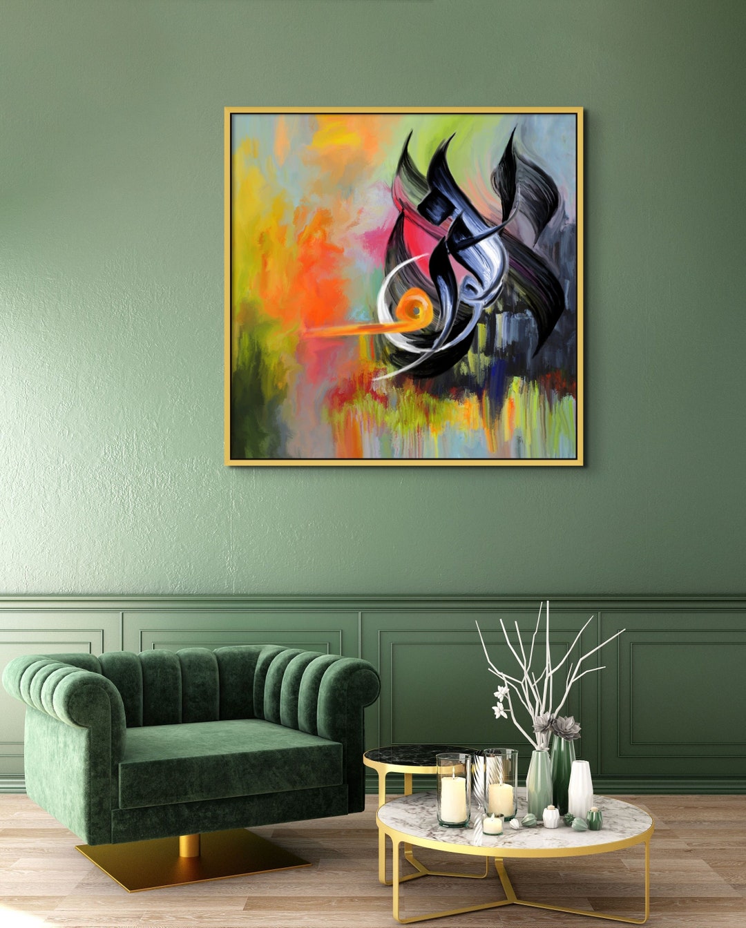 Abstract Islamic Art Canvas, Modern Islamic Art Painting, Colorful ...