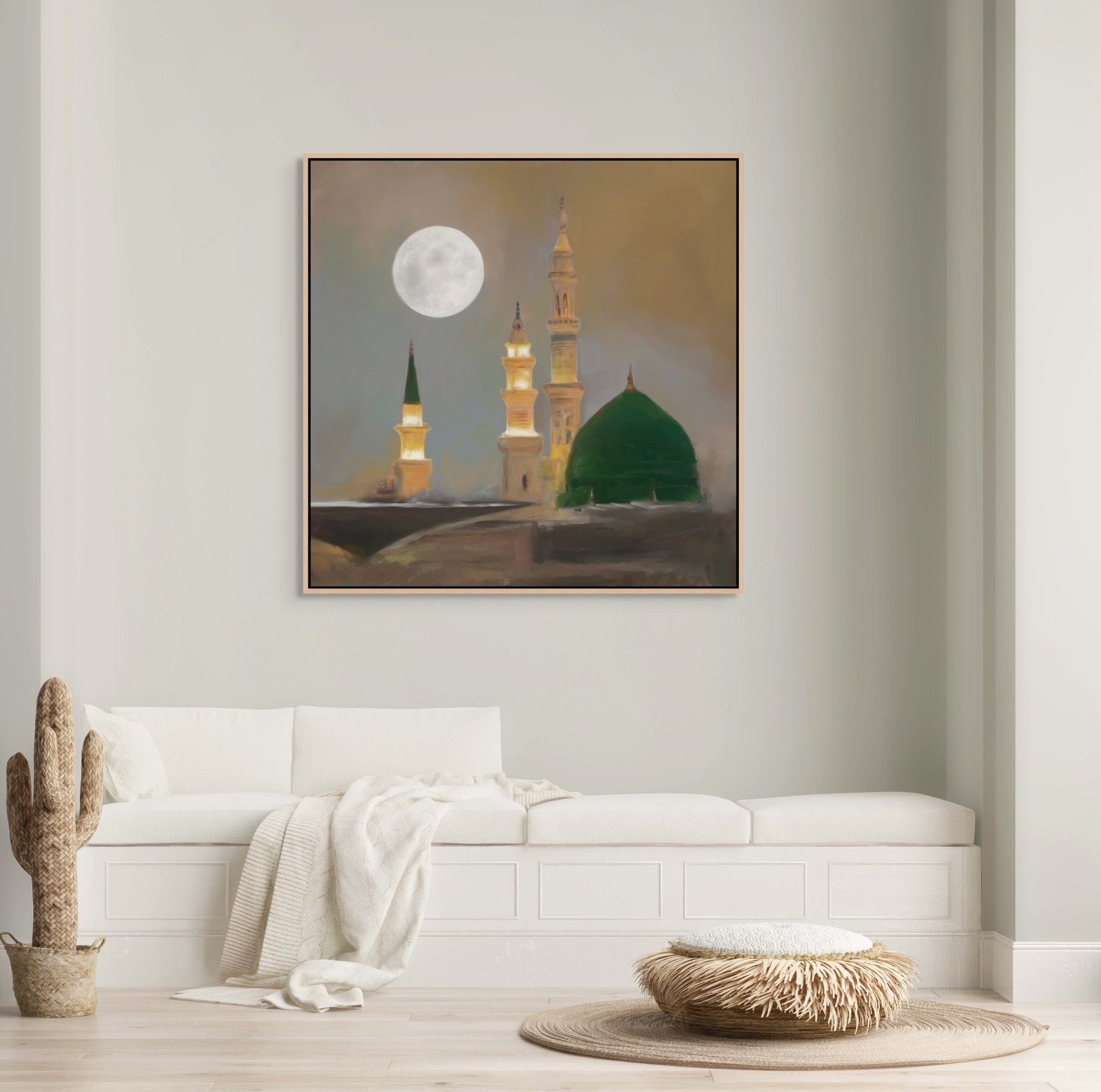 Full Moon Masjid Nabawi Painting Islamic Wall Art Prophet - Etsy