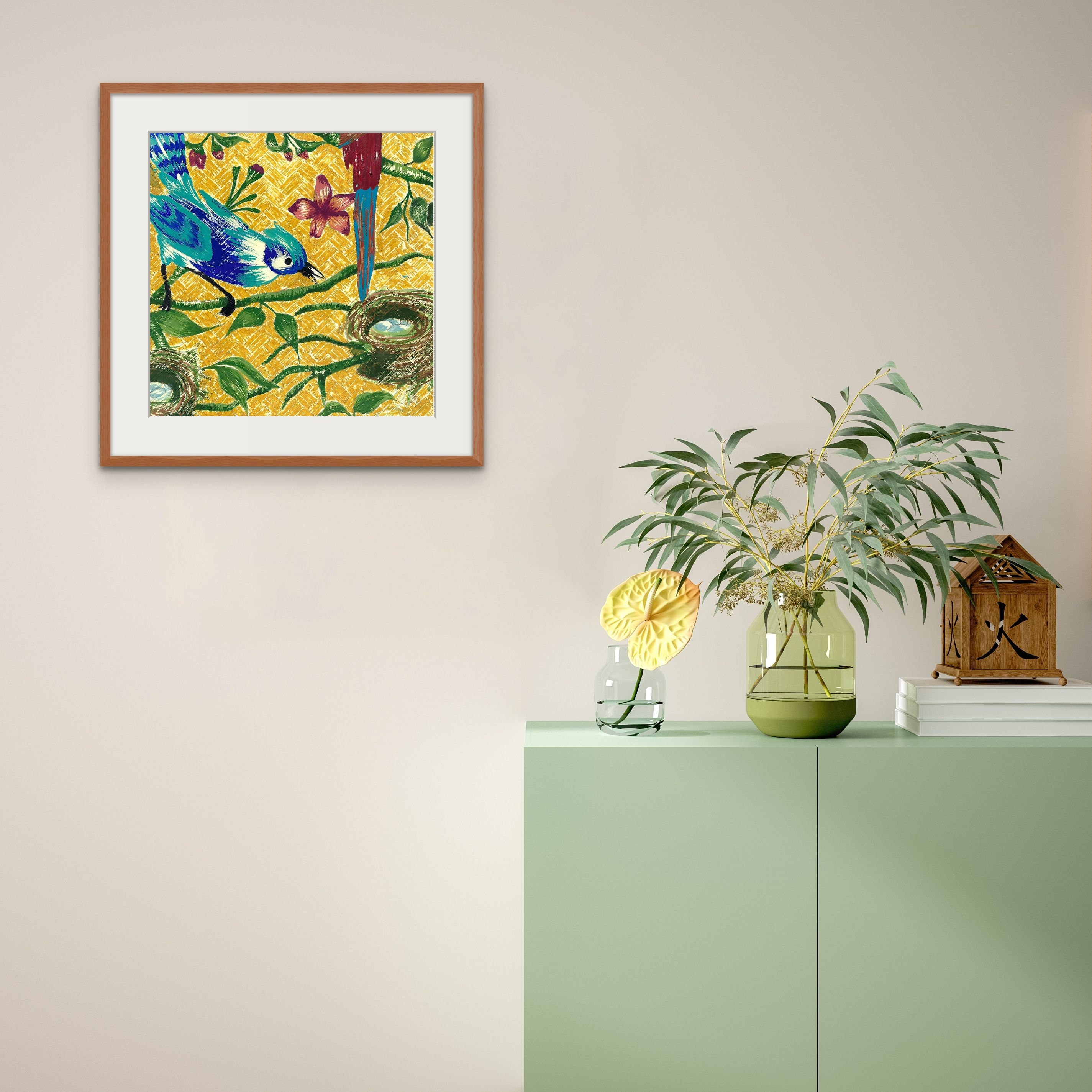 American Blue Jay Bird Texture Painting Small Nature Inspired - Etsy