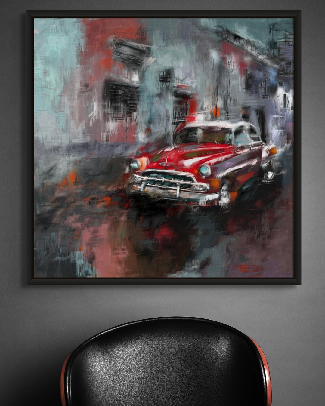 Retro Car Painting Red Vintage Car Print Toddler Room Wall - Etsy
