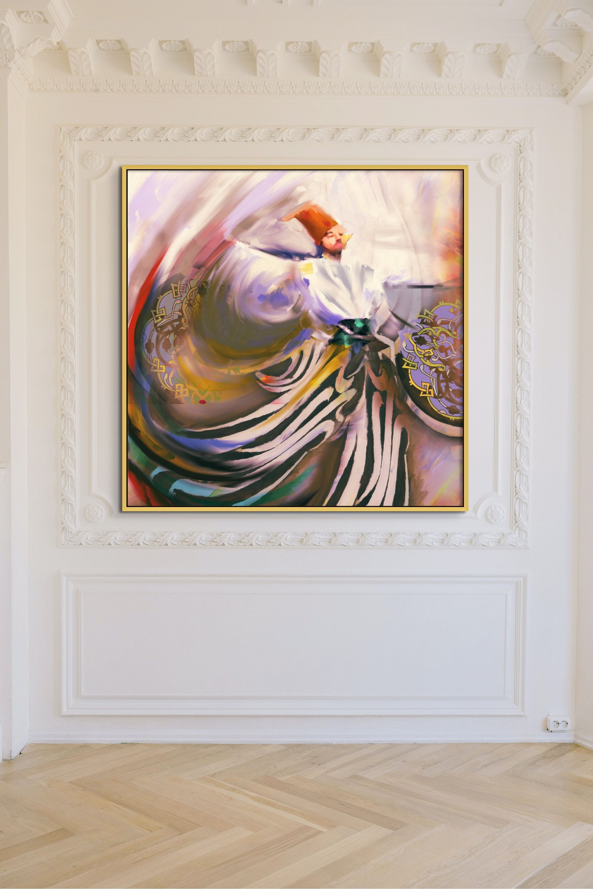 Sufi Art Rumi Whirling Dervish Painting, Modern Islamic Sufism Original ...
