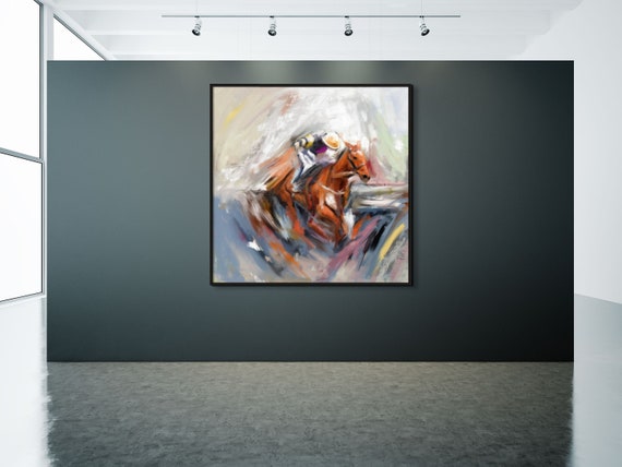 Polo Player Painting on Canvas Horse Artwork Canvas Print - Etsy