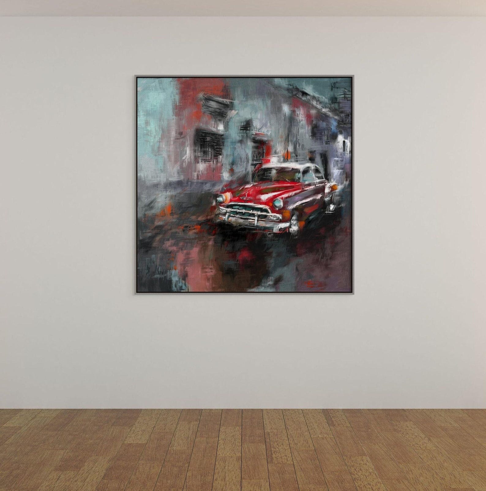 Retro Car Painting Red Vintage Car Print, Toddler Room Wall Decor ...