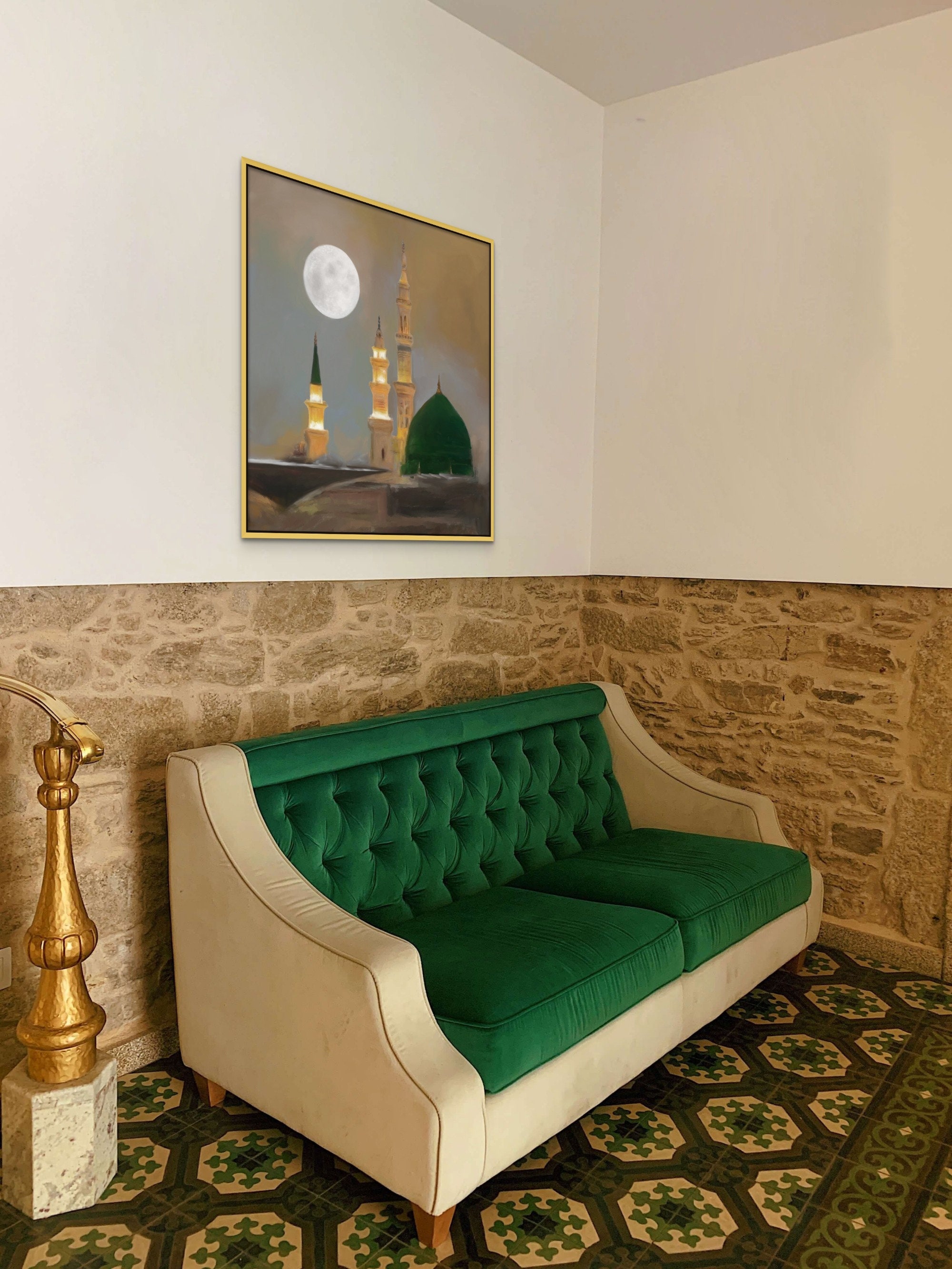 Full Moon Masjid Nabawi Painting Islamic Wall Art Prophet - Etsy