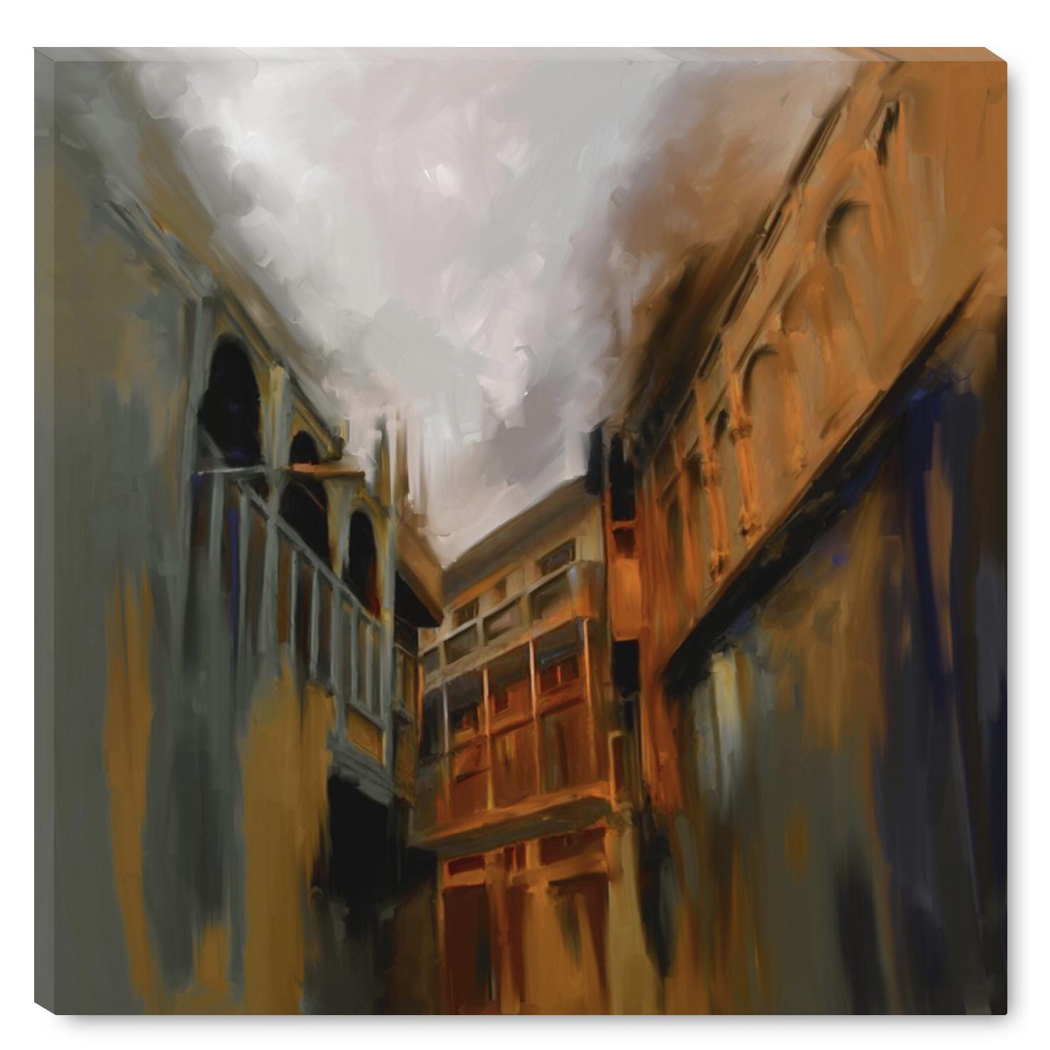Rustic Architecture Canvas Painting, Wooden Old Building Canvas Print ...