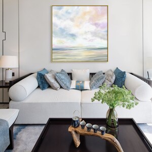 Rainbow Color Cloud Painting, Pastel Color Minimalistic Calm Wall Art ...