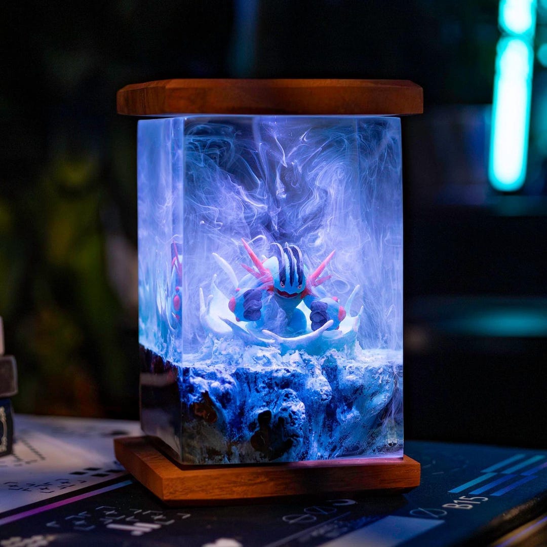 Pokémon Mega Swampert Resin Lamp, Water Type (handmade LED Light) - Etsy