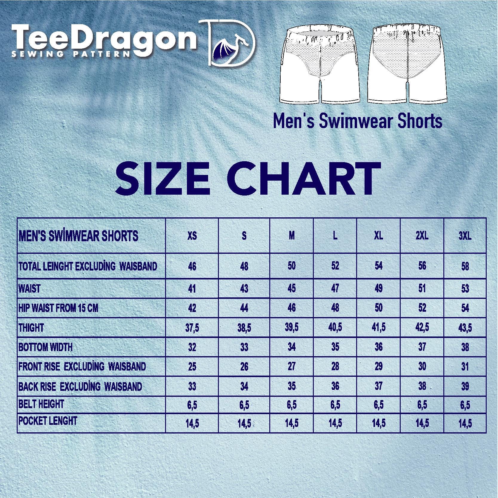 Men's Swimwear Sewing Pattern PDF Swim Shorts Pattern XS-3XL Quick ...