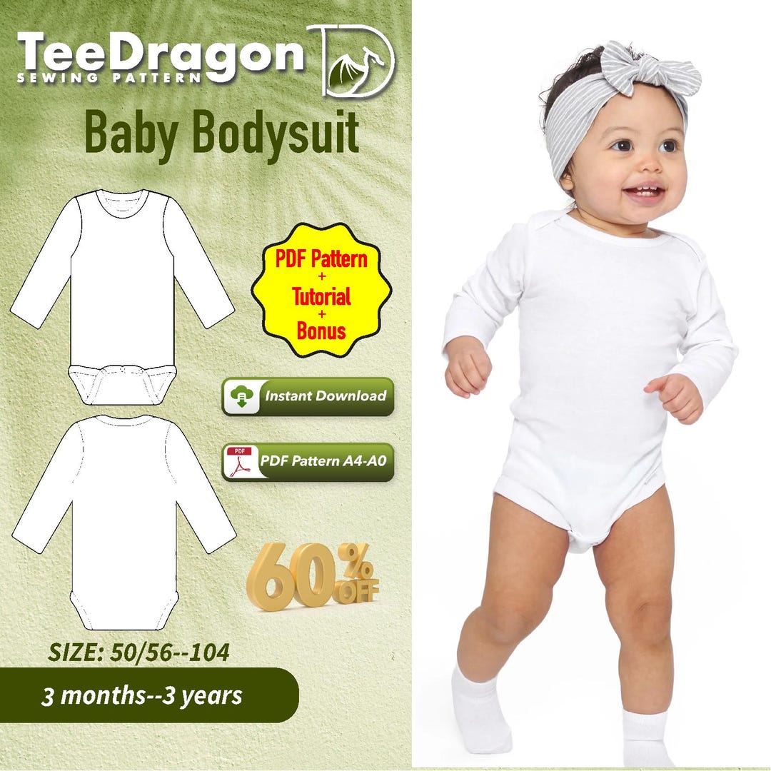 Baby Bodysuit Sewing Pattern PDF Easy Onesie Sewing Pattern With Step ...