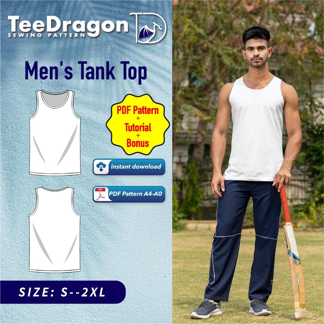 Men's Tank Top Sewing Pattern, PDF Instant Download, Easy DIY Shirt ...