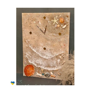 Large Ocean Wall Clock Unique Gift Shell Art Resin Ocean Clock Gift for ...