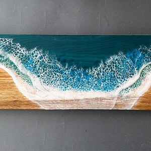 Wood Live Edge Floating Shelves With Ocean Waves Coastal Beachy Room ...