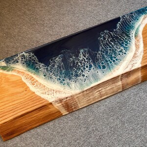 Wood Live Edge Floating Shelves With Ocean Waves Coastal Beachy Room ...