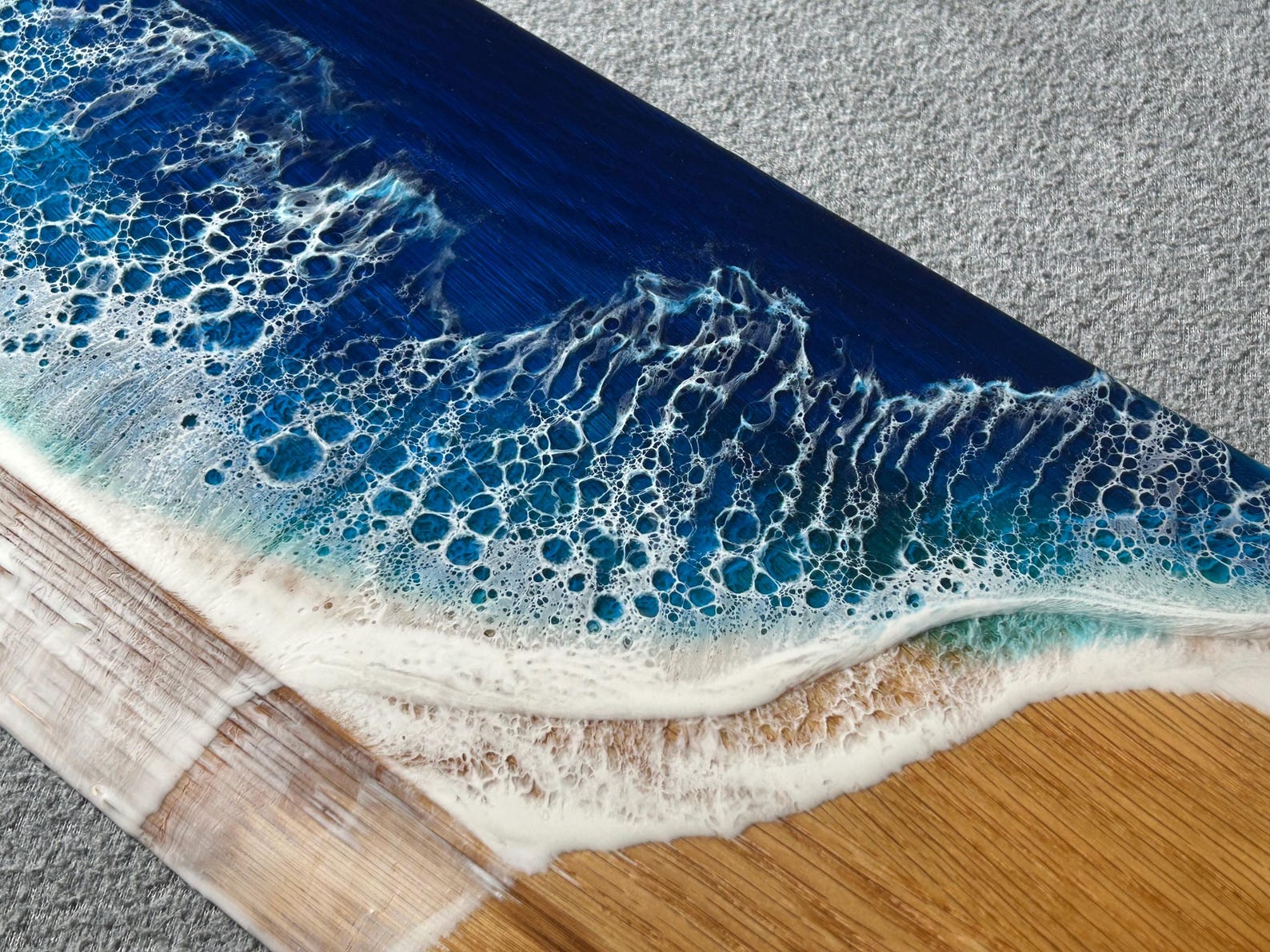 Wood Live Edge Floating Shelves With Ocean Waves Coastal Beachy Room ...
