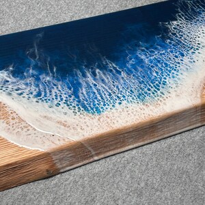Wood Live Edge Floating Shelves With Ocean Waves Coastal Beachy Room ...
