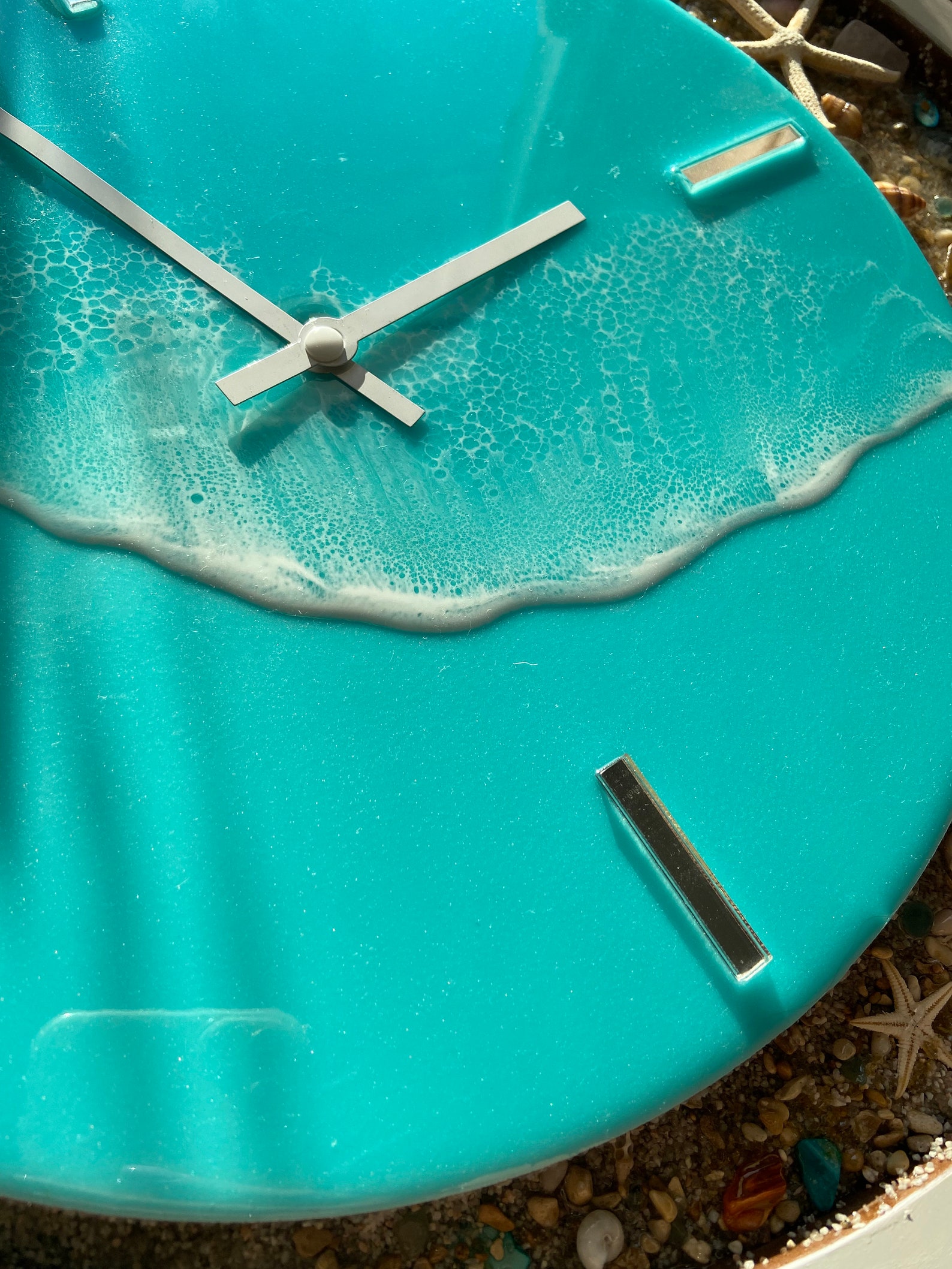 16'' Ocean Resin Large Wall Blue Unique Clock Ocean - Etsy