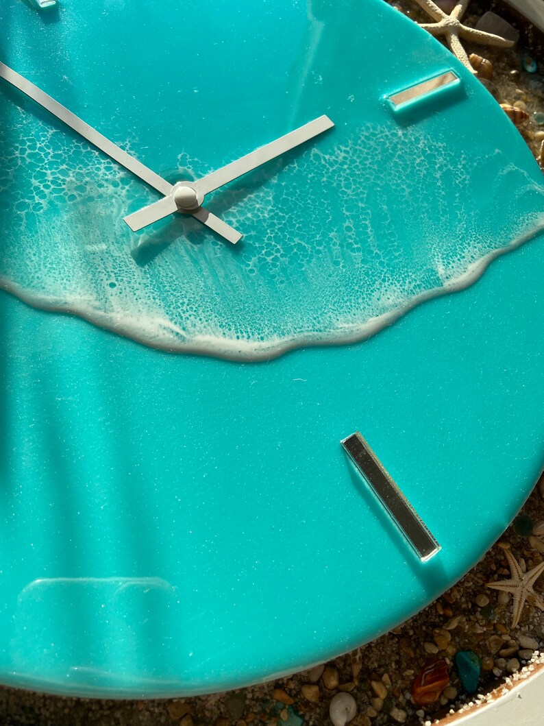 16'' Ocean Resin Large Wall Blue Unique Clock Ocean - Etsy
