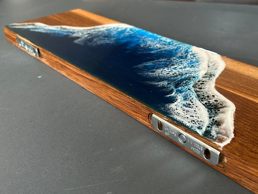 Wood Live Edge Floating Shelves With Ocean Waves Coastal Beachy Room ...