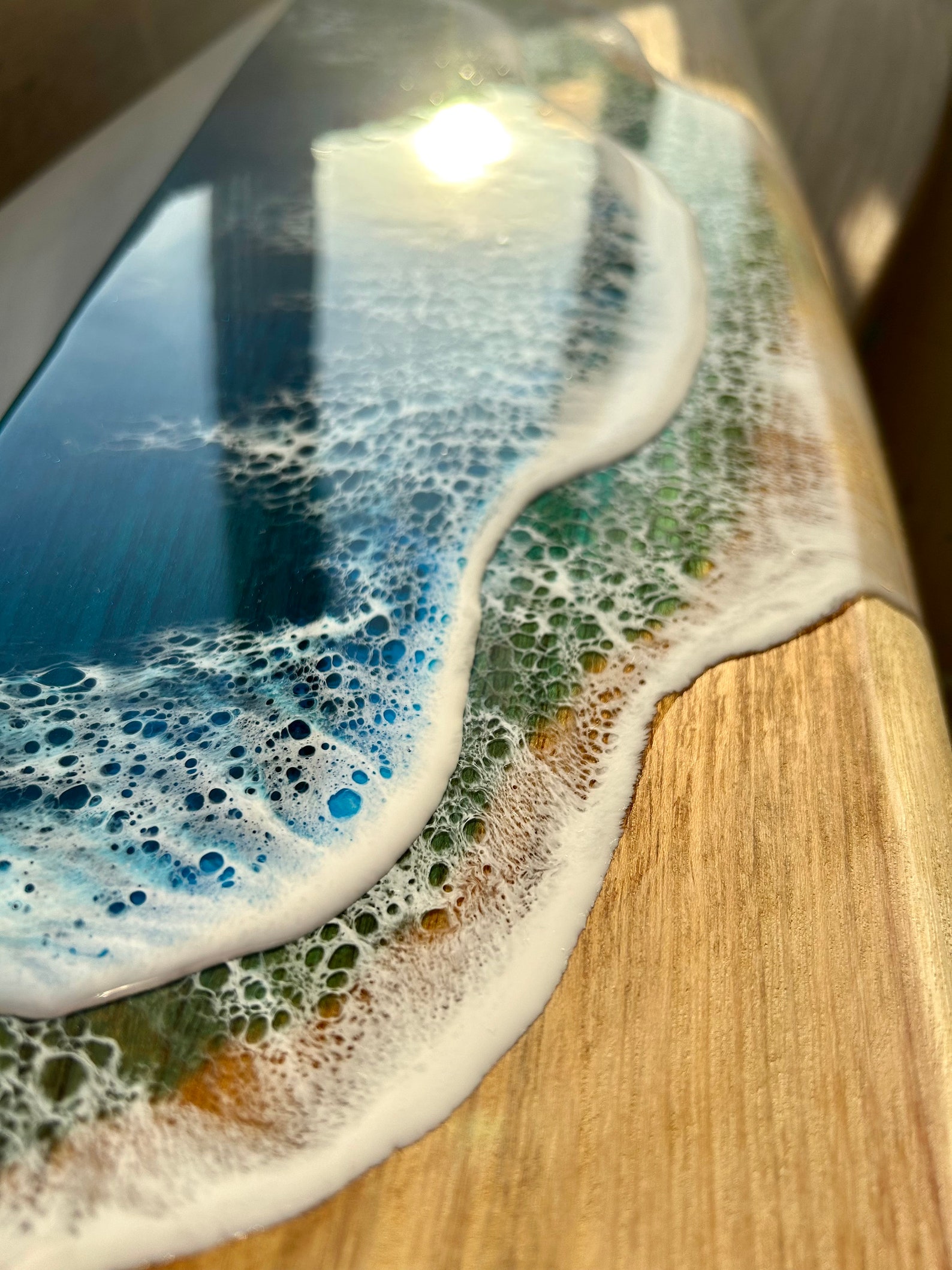 Wood Live Edge Floating Shelves With Ocean Waves Coastal Beachy Room ...