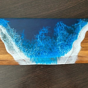 Wood Live Edge Floating Shelves With Ocean Waves Coastal Beachy Room ...
