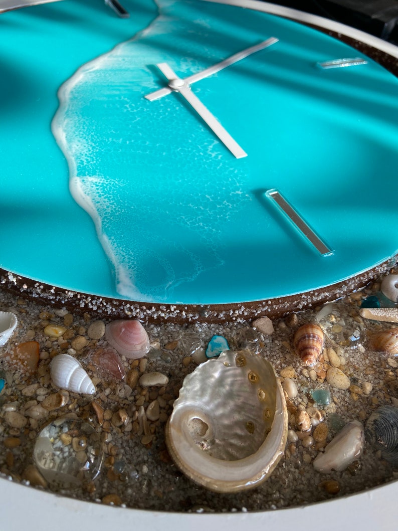 16'' Ocean Resin Large Wall Blue Unique Clock Ocean - Etsy
