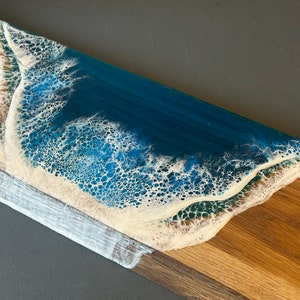 Wood Live Edge Floating Shelves With Ocean Waves Coastal Beachy Room ...