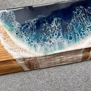 Wood Live Edge Floating Shelves With Ocean Waves Coastal Beachy Room ...