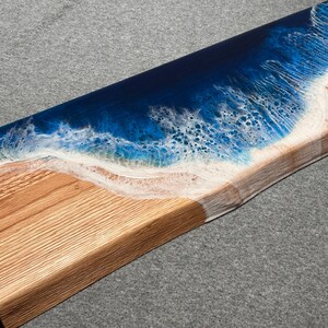 Wood Live Edge Floating Shelves With Ocean Waves Coastal Beachy Room ...