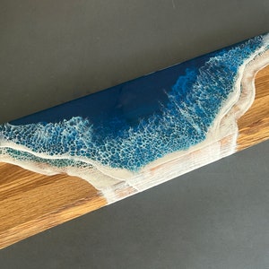 Wood Live Edge Floating Shelves With Ocean Waves Coastal Beachy Room ...