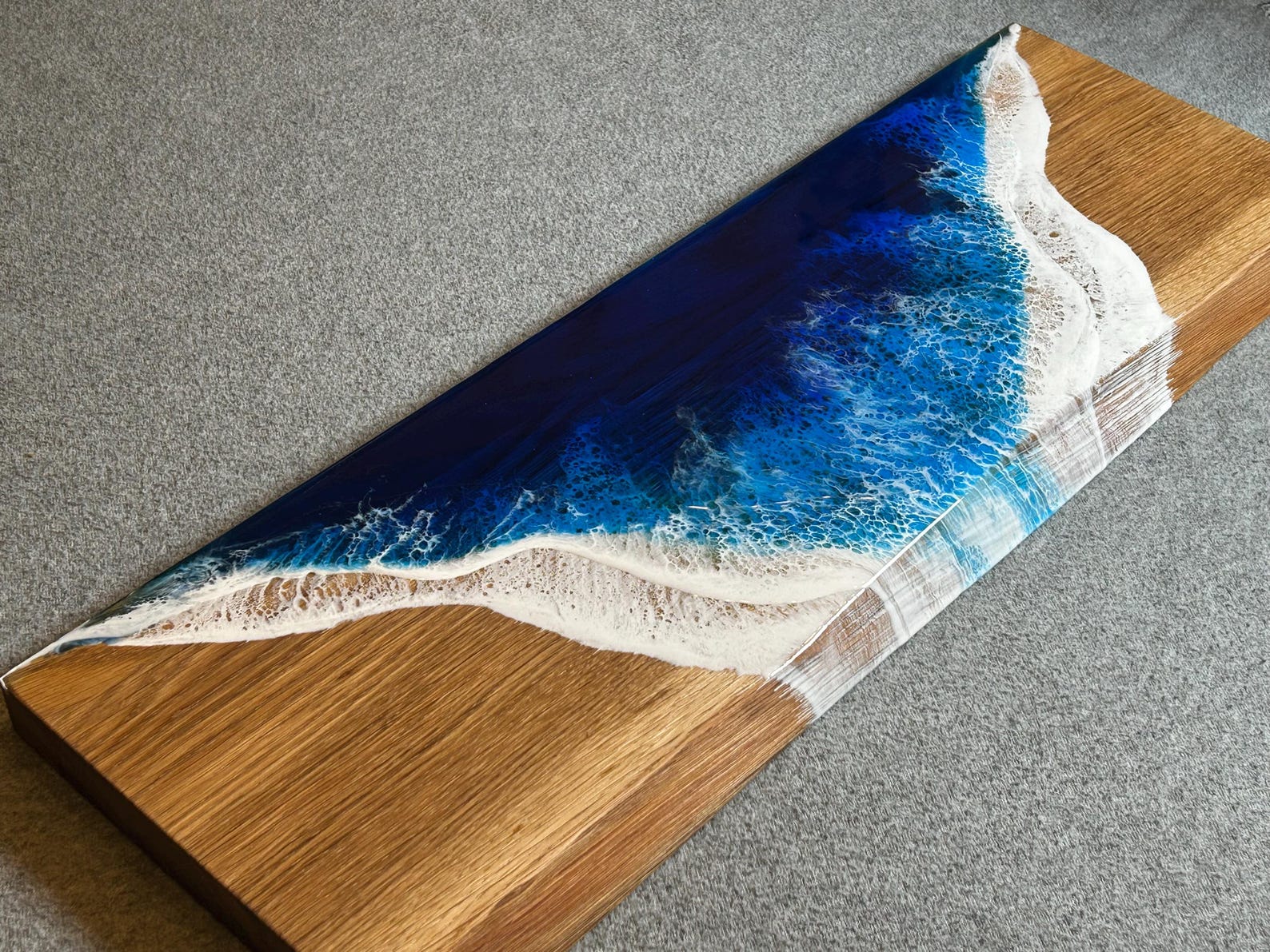 Wood Live Edge Floating Shelves With Ocean Waves Coastal Beachy Room ...
