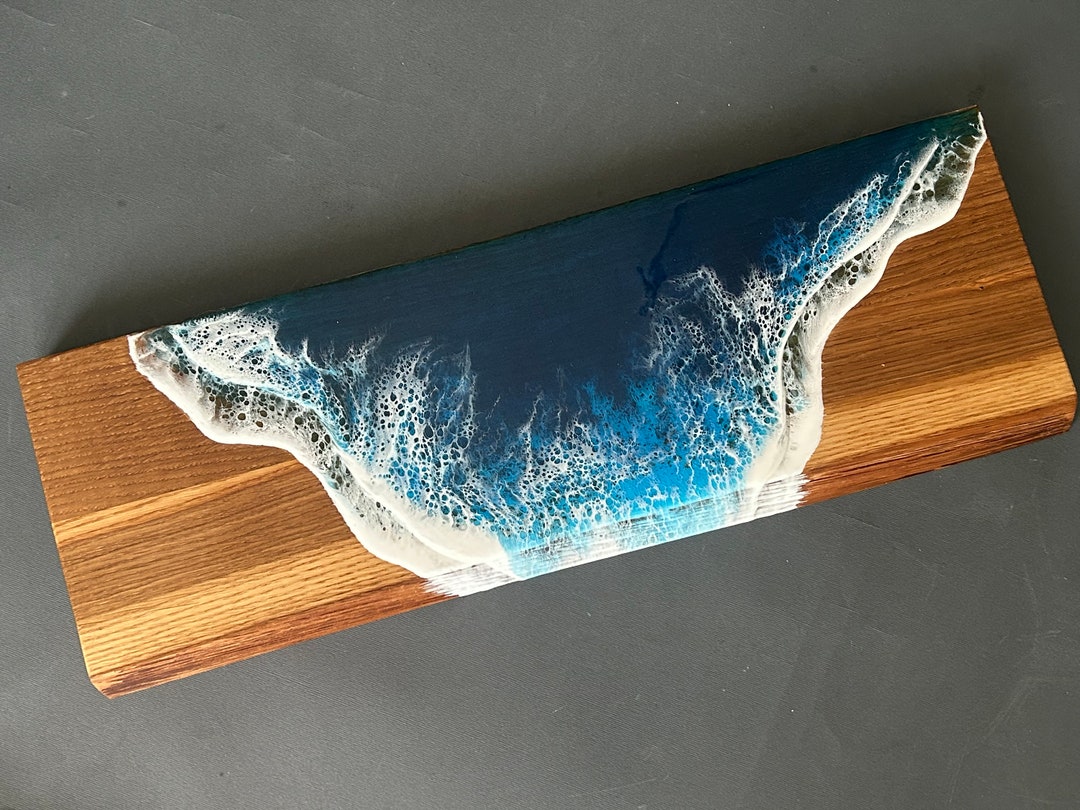 Wood Live Edge Floating Shelves With Ocean Waves Coastal Beachy Room ...