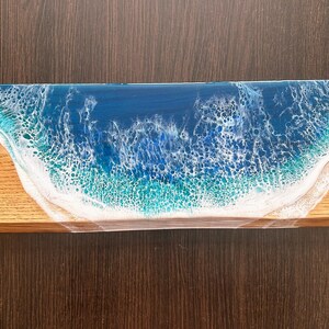 Wood Live Edge Floating Shelves With Ocean Waves Coastal Beachy Room ...