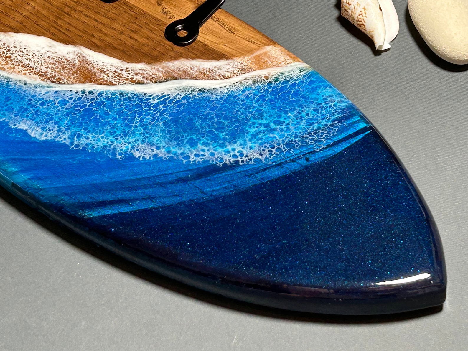 Personalized Surfboard Oak Small Key Holder for Wall, Beach Resin Wood ...